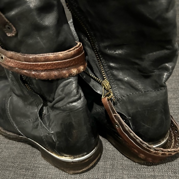 A.S.98 | Shoes | As98 Saint Metal Zip Black Leather Boots | Poshmark